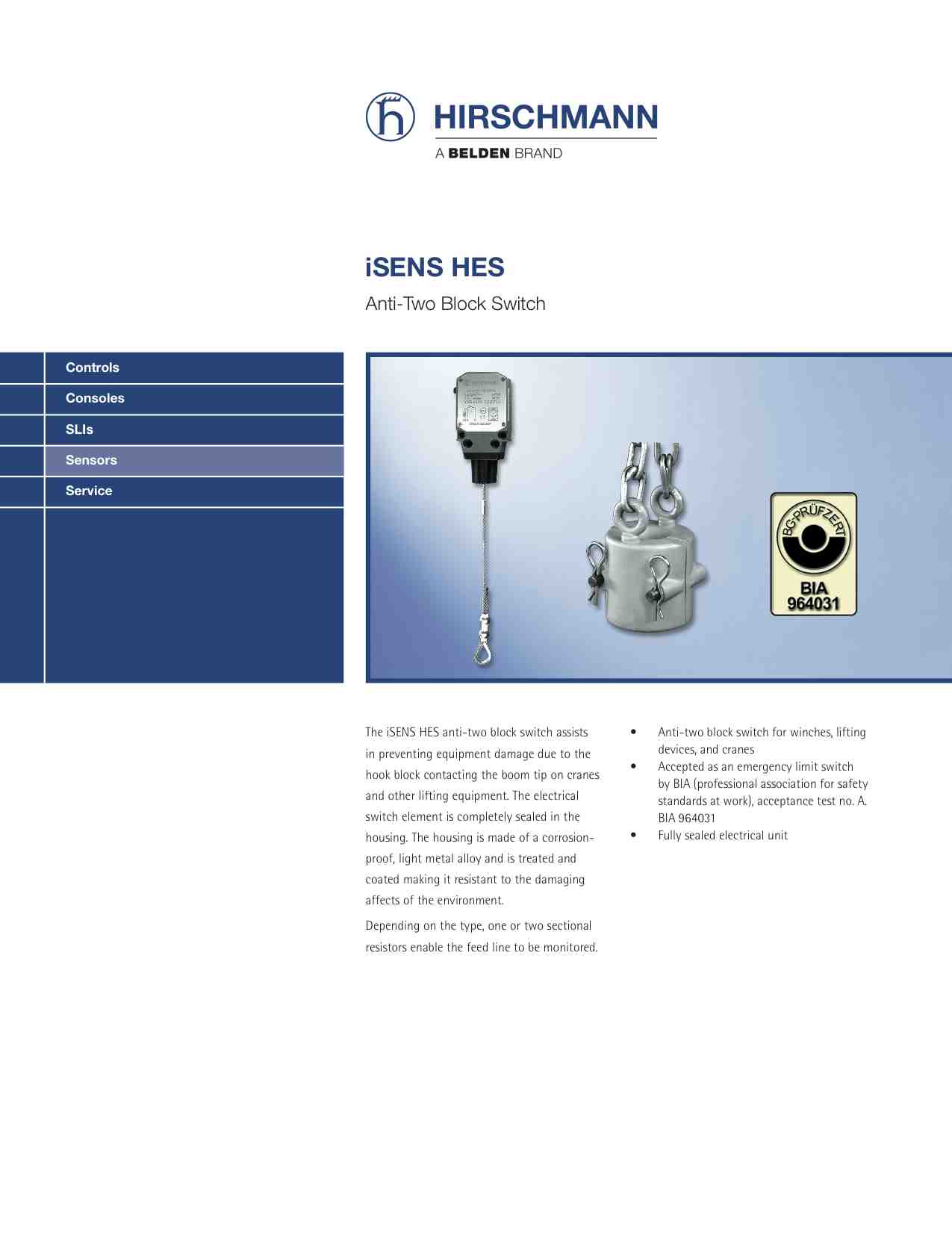 PAT Hirschmann Anti Two Block Switch - CLICK HERE PAT Hirschmann Anti Two Block Switch - CLICK HERE